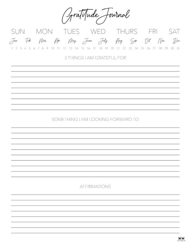 Gratitude Journal Templates - 18 FREE Printables | Printabulls