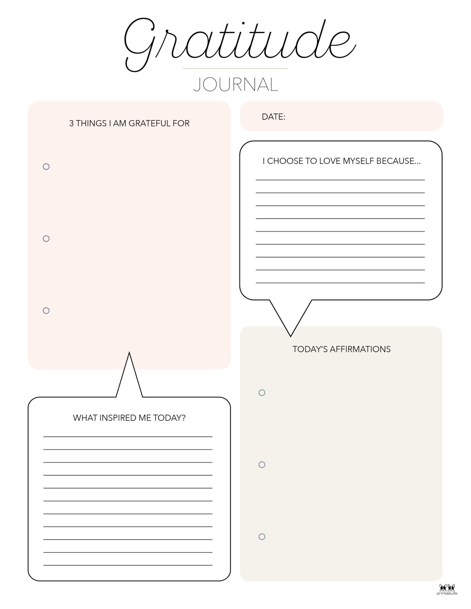 Gratitude Journal Templates - 18 FREE Printables | Printabulls