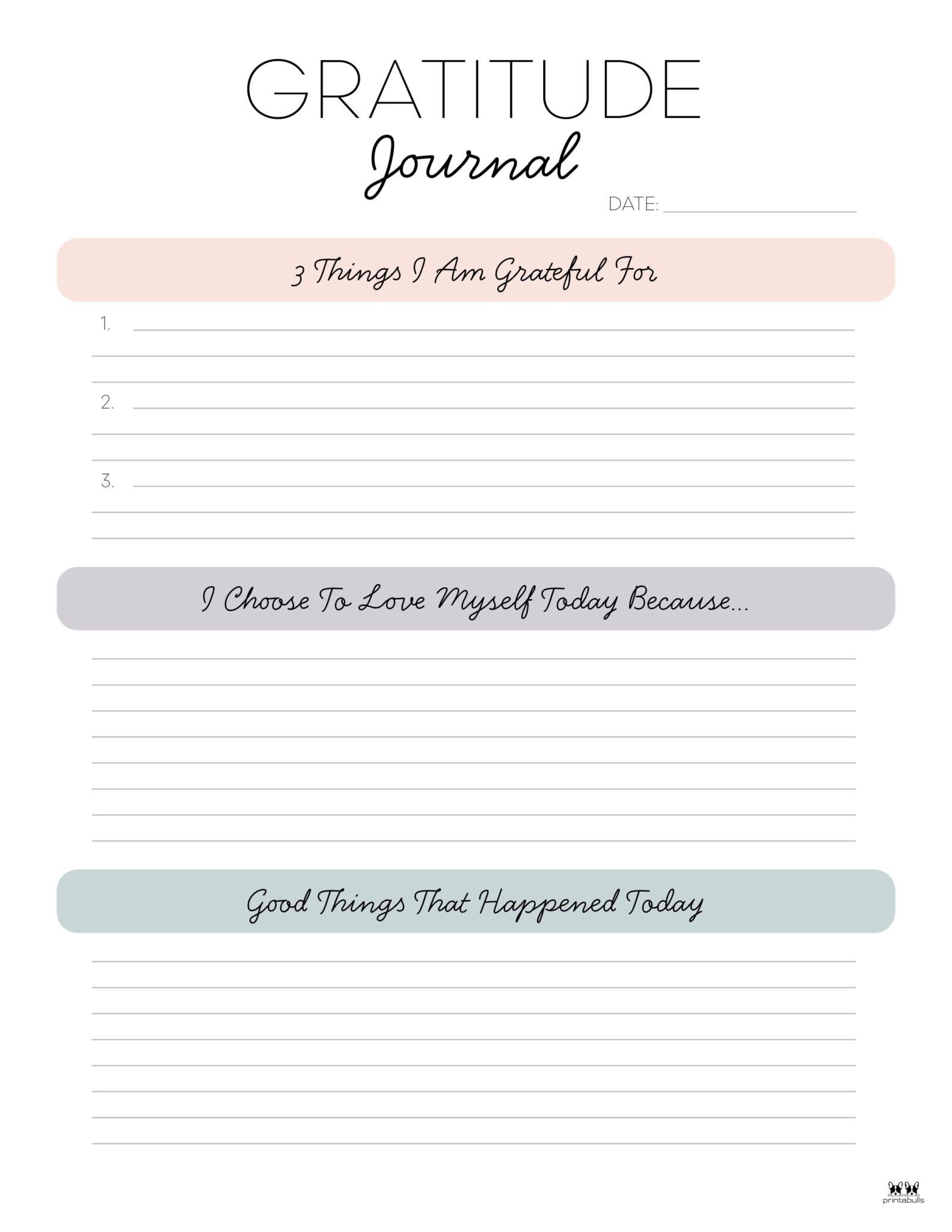 Gratitude Journal Templates - 18 FREE Printables | Printabulls