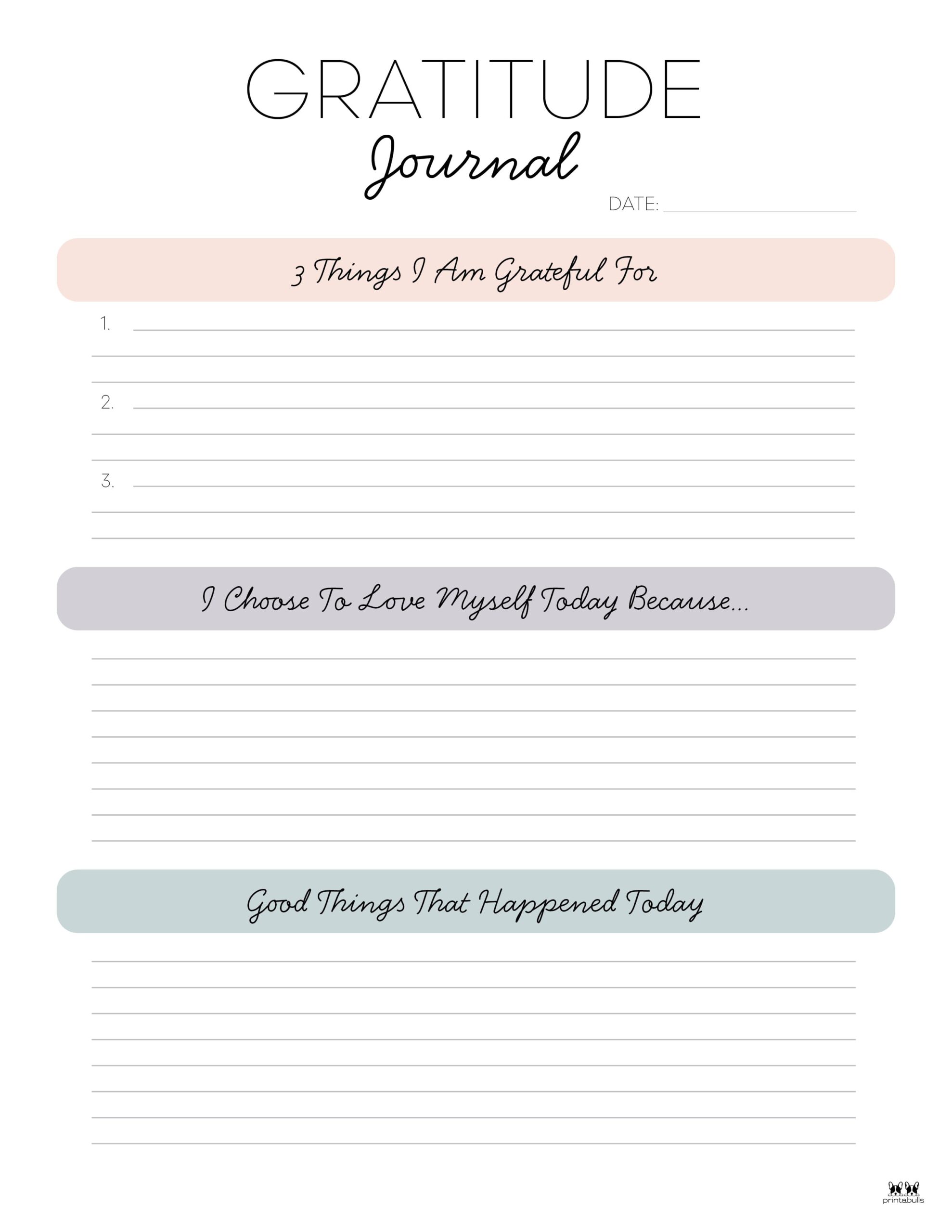 Gratitude Journal Templates - 18 FREE Printables | Printabulls