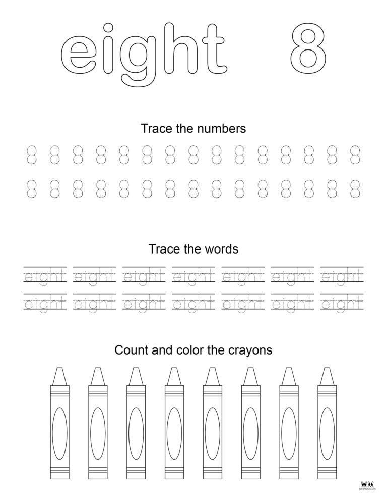 Number 8 Tracing Worksheets - 15 FREE Pages | Printabulls