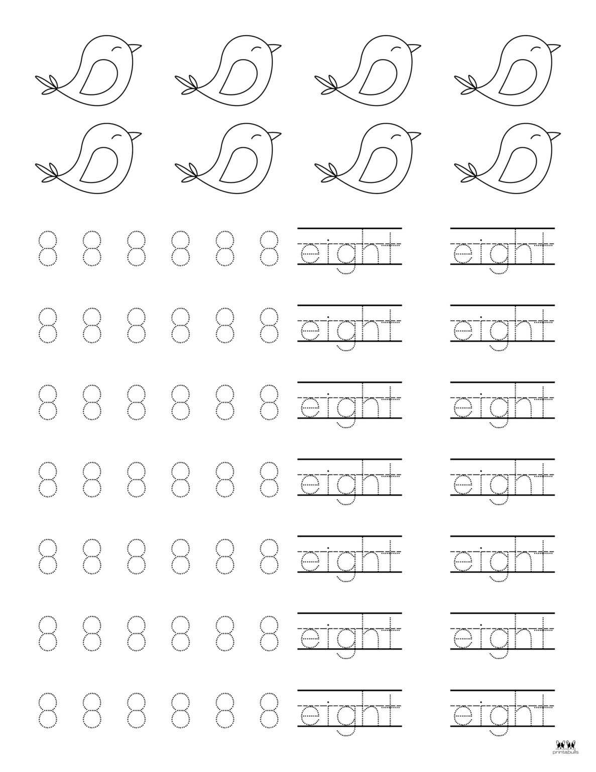 Number 8 Tracing Worksheets - 15 FREE Pages | Printabulls