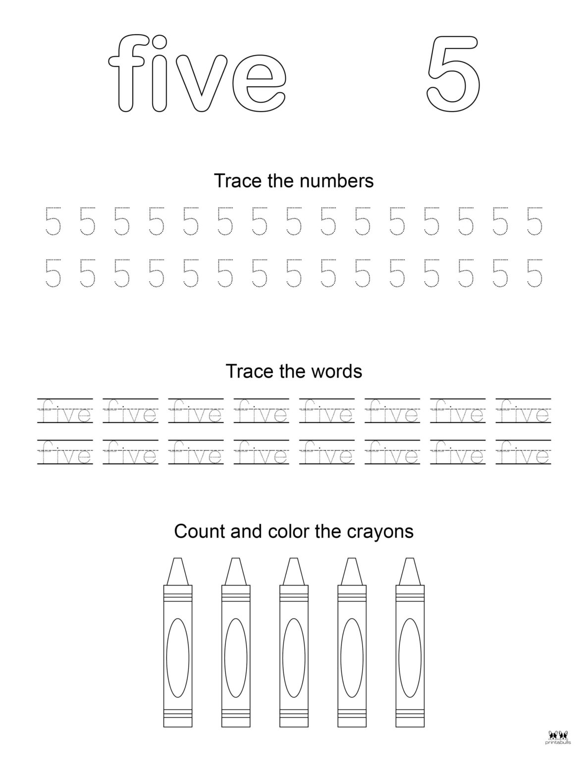 Number 5 Tracing Worksheets - 15 FREE Pages | Printabulls