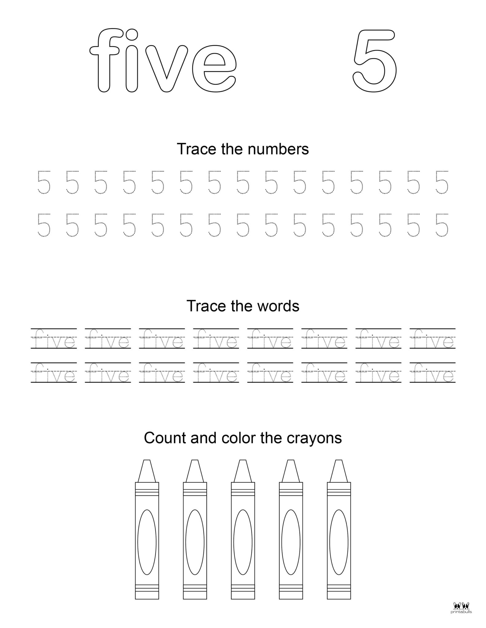 Number 5 Tracing Worksheets - 15 FREE Pages | Printabulls
