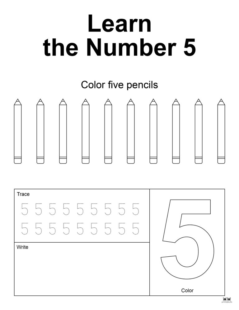 Number 5 Tracing Worksheets - 15 FREE Pages | Printabulls