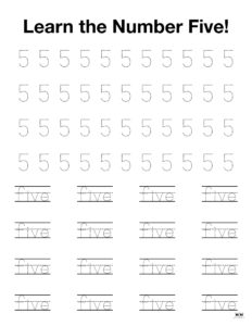 Number 5 Tracing Worksheets - 15 FREE Pages | Printabulls