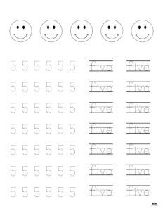 Number 5 Tracing Worksheets - 15 FREE Pages | Printabulls