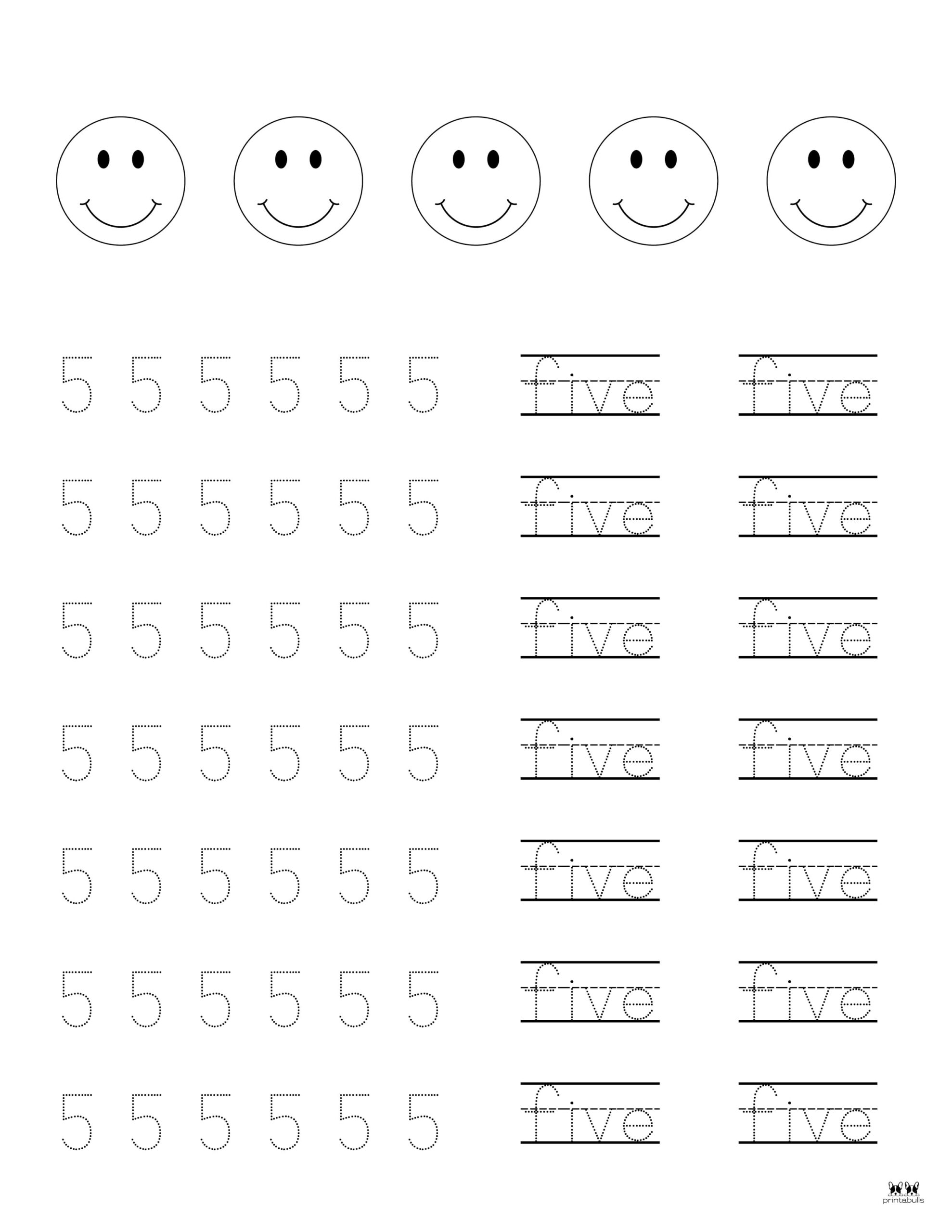 Number 5 Tracing Worksheets - 15 FREE Pages | Printabulls
