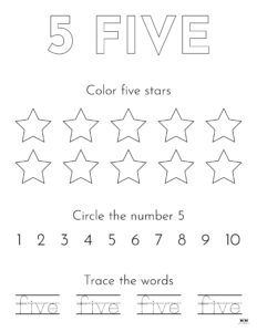 Number 5 Tracing Worksheets - 15 FREE Pages | Printabulls
