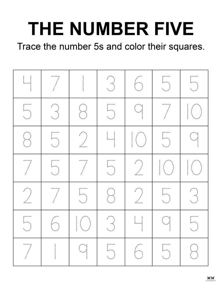 Number 5 Tracing Worksheets - 15 FREE Pages | Printabulls