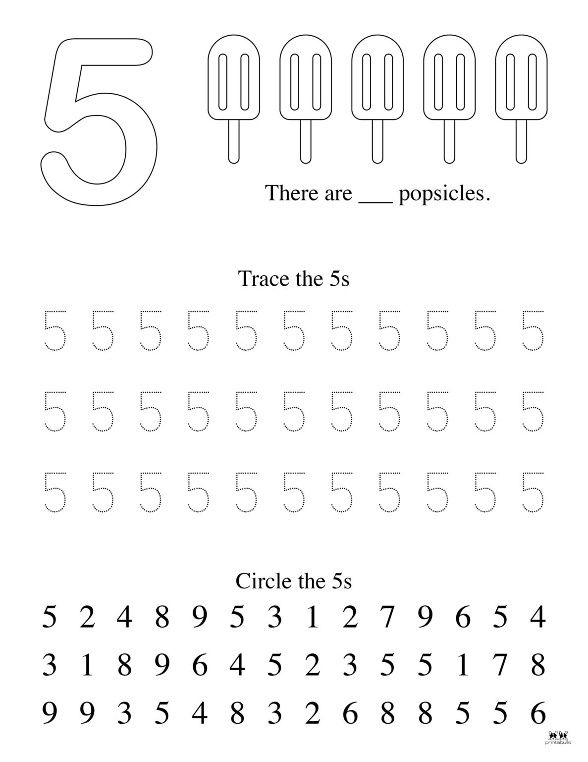 Number 5 Tracing Worksheets - 15 FREE Pages | Printabulls Number 5 Tracing Worksheets - 15 FREE Pages | Printabulls