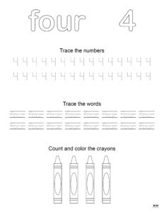 Number 4 Tracing Worksheets - 15 FREE Pages | Printabulls