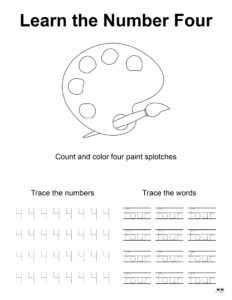 Number 4 Tracing Worksheets - 15 FREE Pages | Printabulls