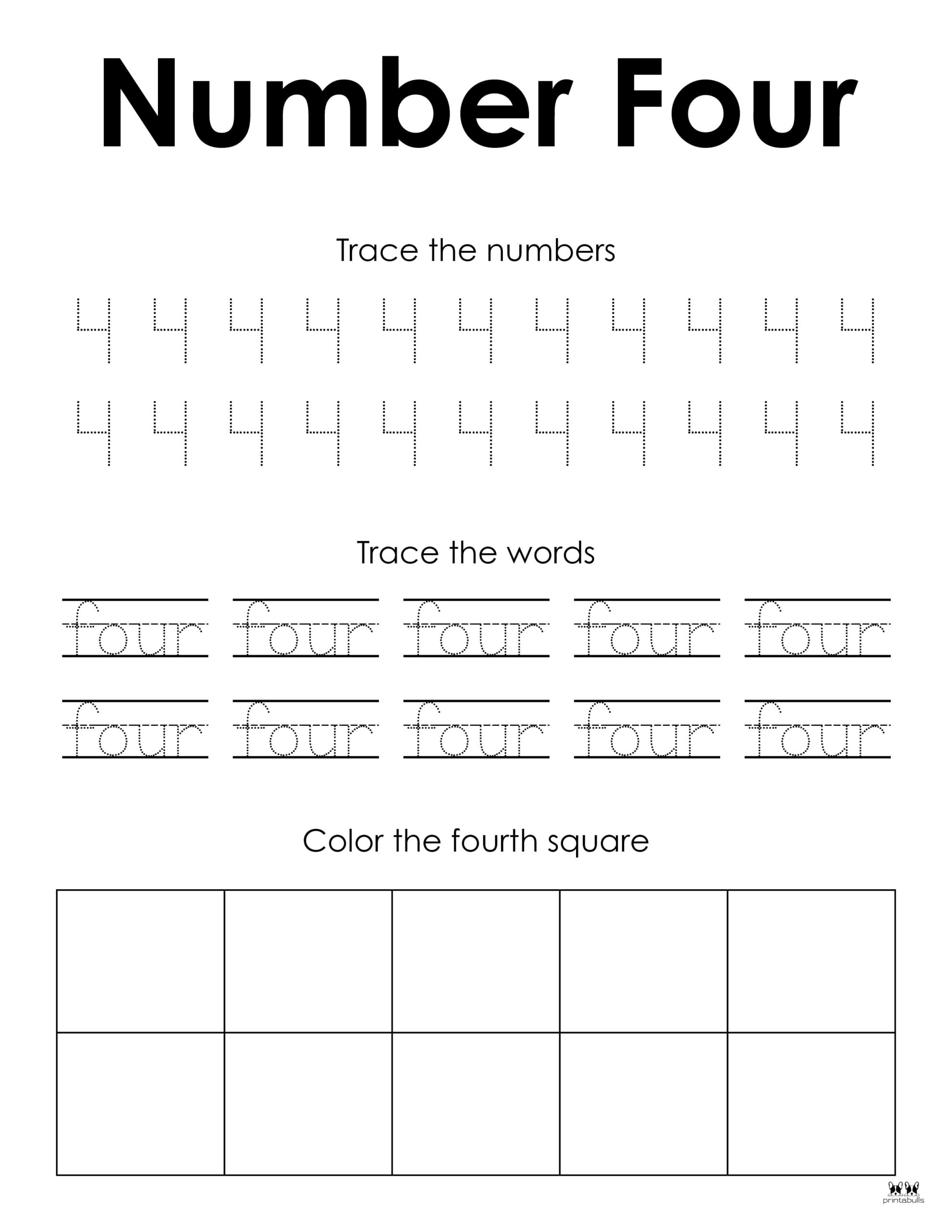 Number 4 Tracing Worksheets - 15 FREE Pages | Printabulls