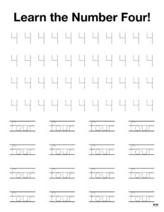 Number 4 Tracing Worksheets - 15 FREE Pages | Printabulls