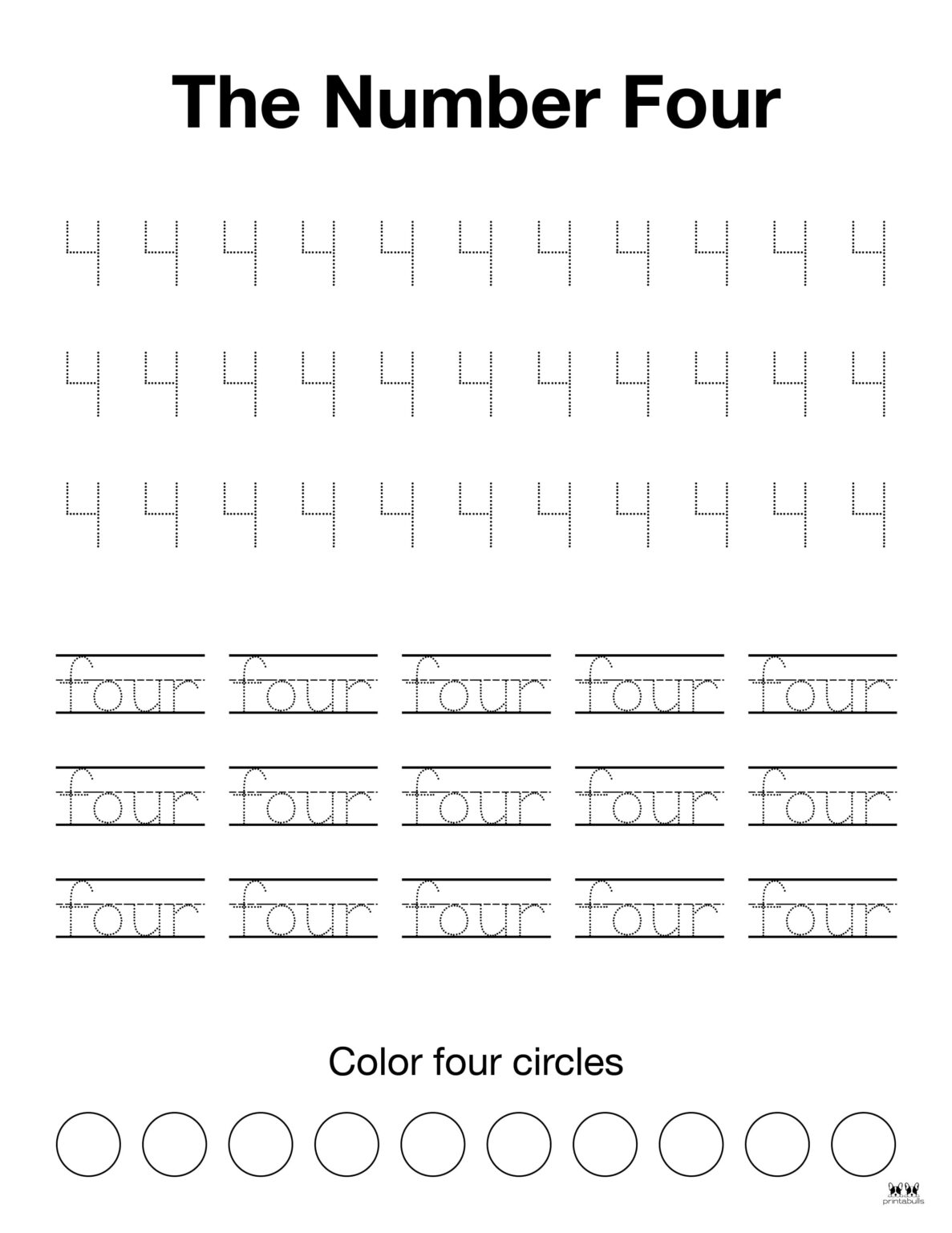 Number 4 Tracing Worksheets - 15 FREE Pages | Printabulls
