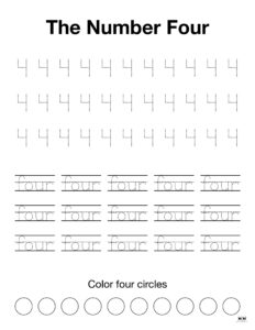 Number 4 Tracing Worksheets - 15 FREE Pages | Printabulls