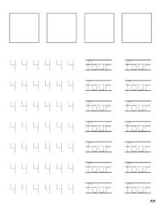 Number 4 Tracing Worksheets - 15 FREE Pages | Printabulls