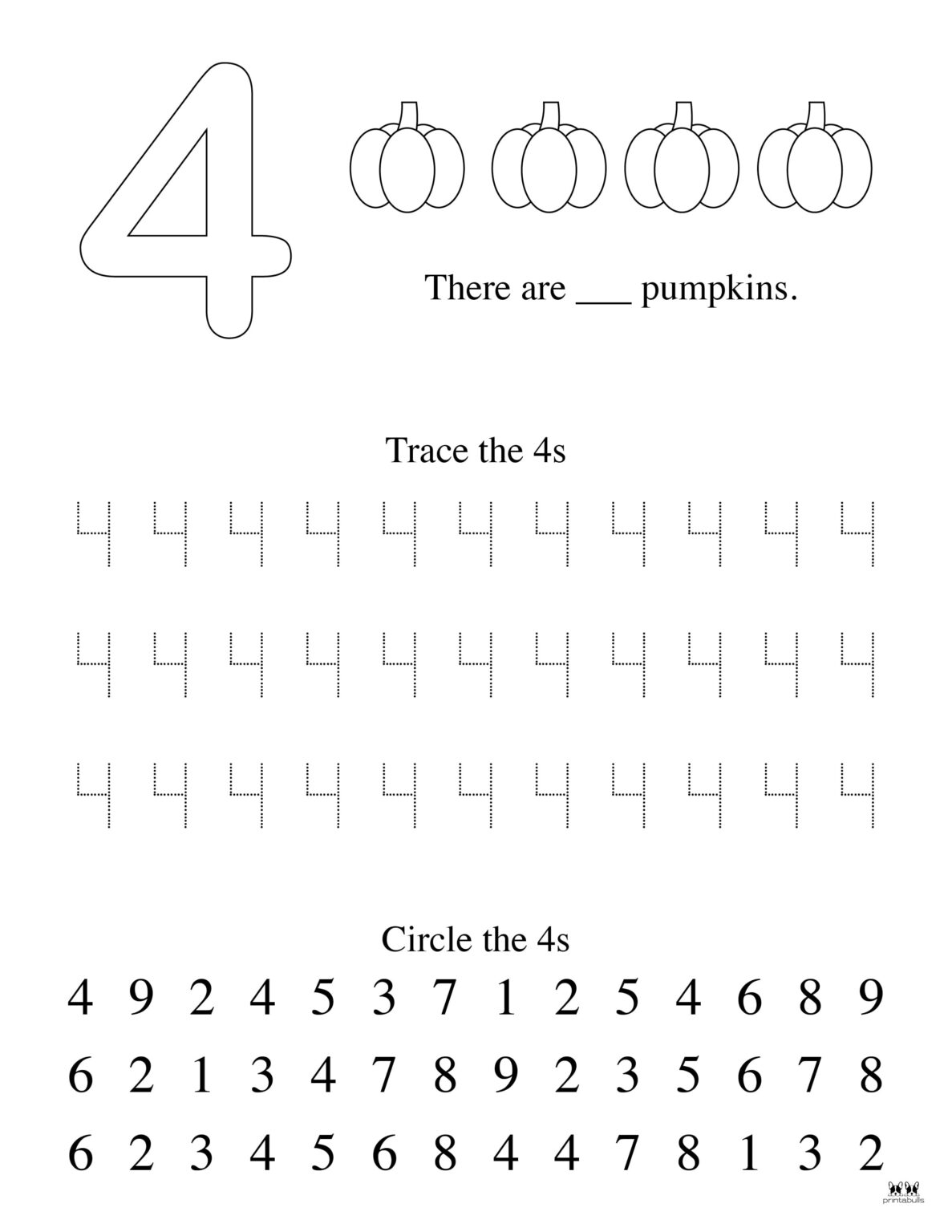 Number 4 Tracing Worksheets - 15 FREE Pages | Printabulls