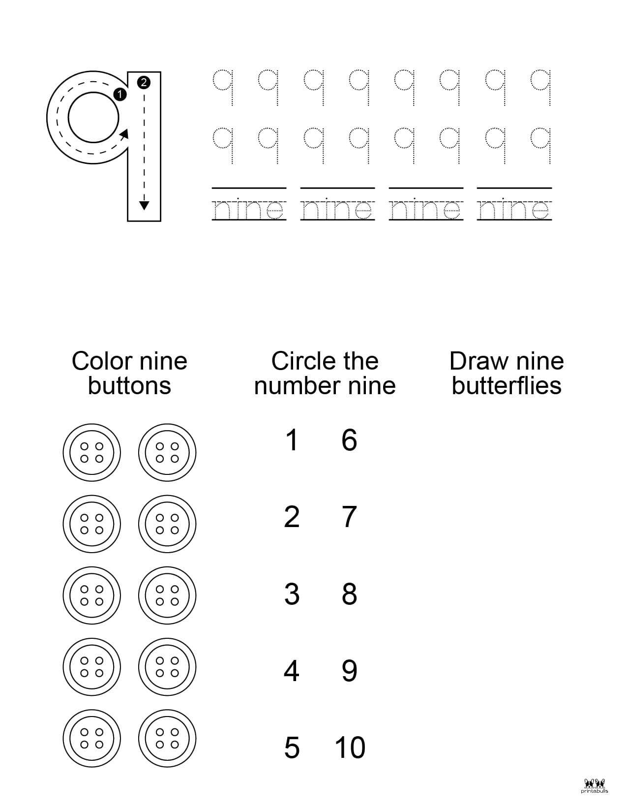 Number 9 Tracing Worksheets - 15 FREE Pages | Printabulls