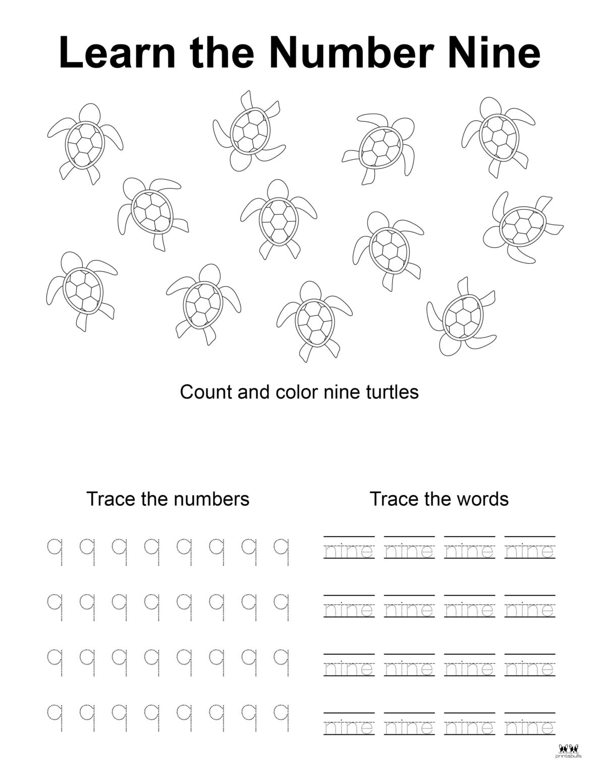 Number 9 Tracing Worksheets - 15 FREE Pages | Printabulls