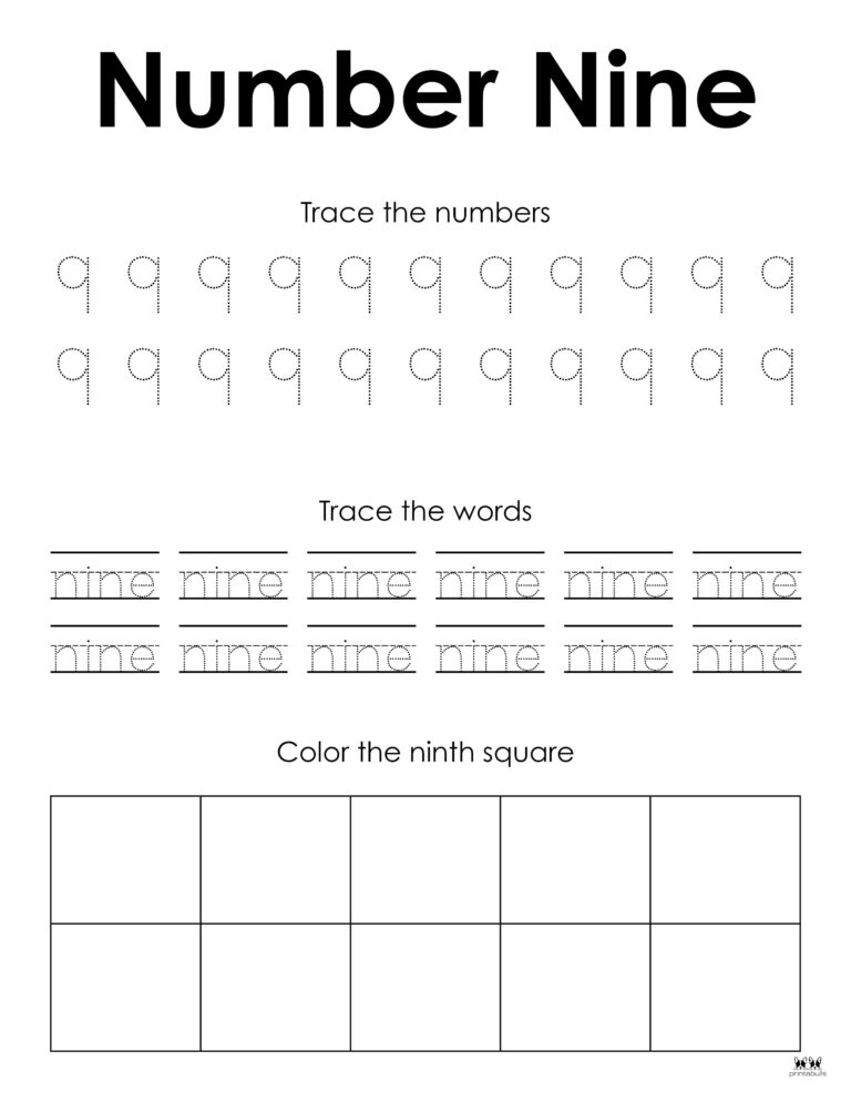 Number 9 Tracing Worksheets - 15 FREE Pages | Printabulls