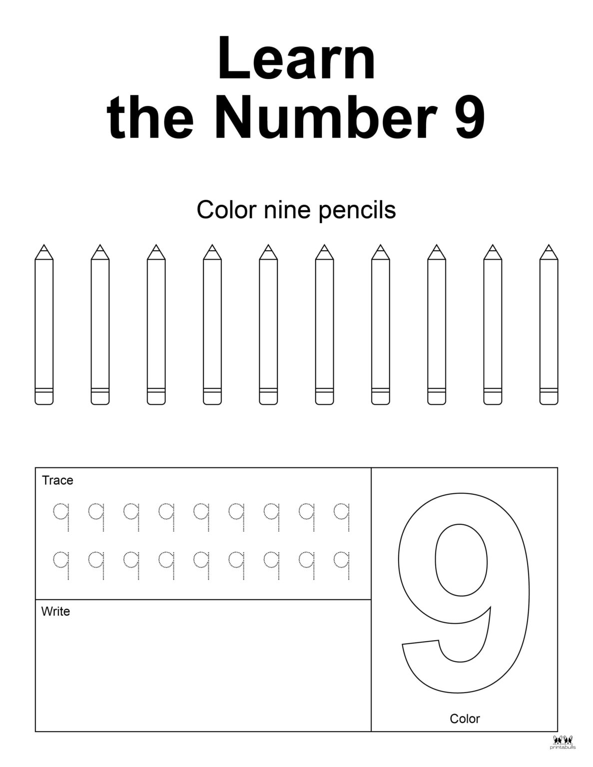Number 9 Tracing Worksheets - 15 FREE Pages | Printabulls