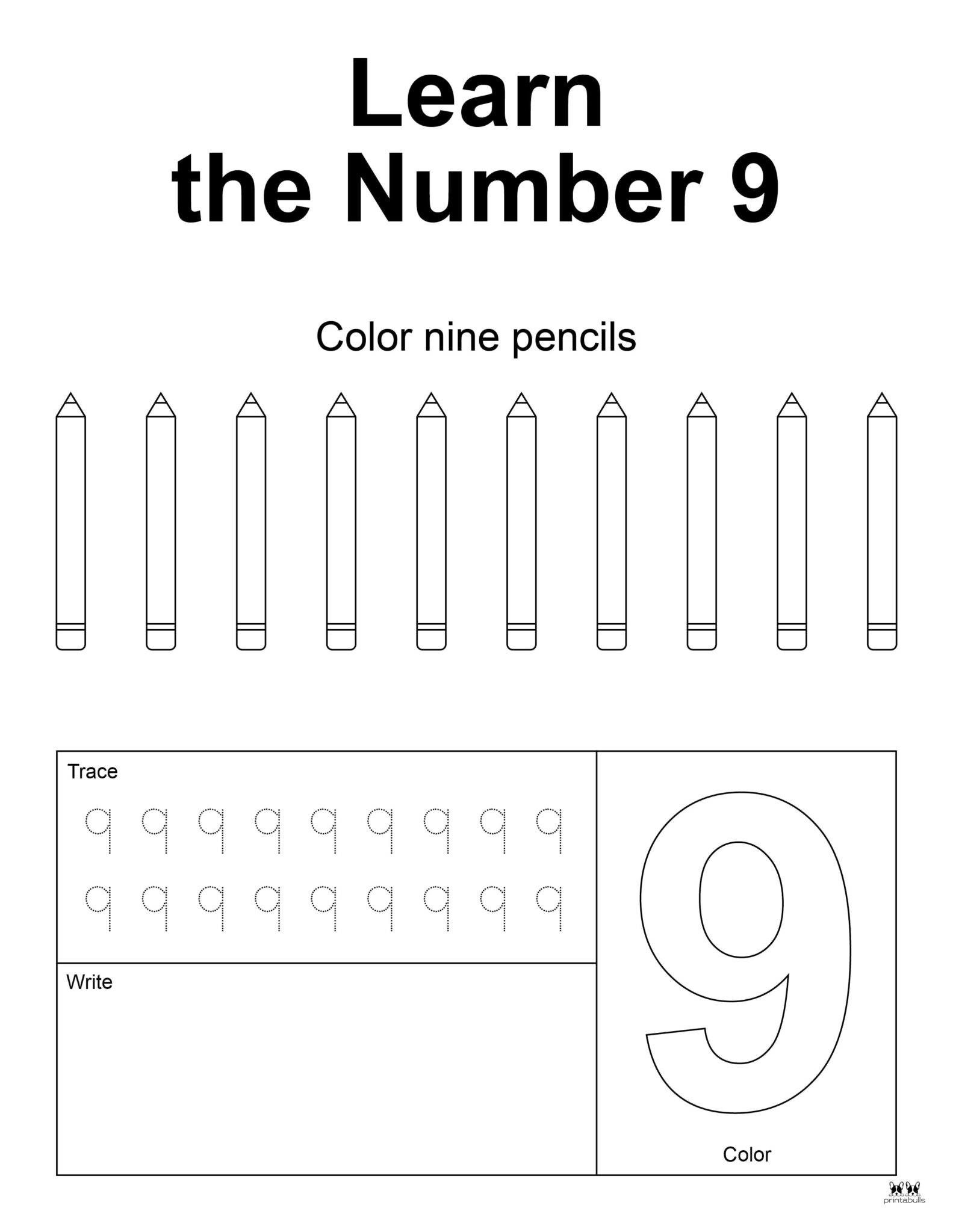 Number 9 Tracing Worksheets - 15 FREE Pages | Printabulls