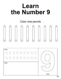 Number 9 Tracing Worksheets - 15 FREE Pages | Printabulls