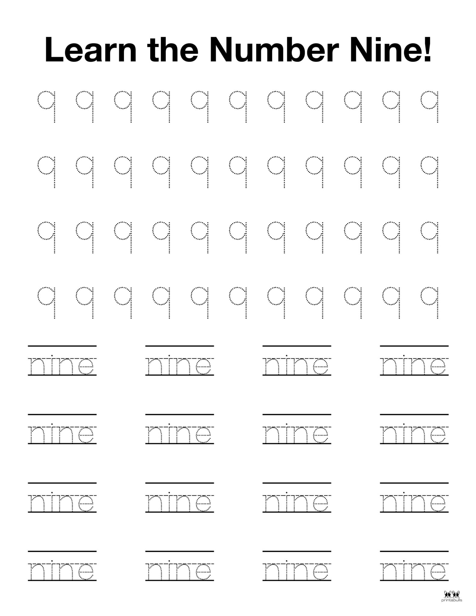 Number 9 Tracing Worksheets - 15 FREE Pages | Printabulls