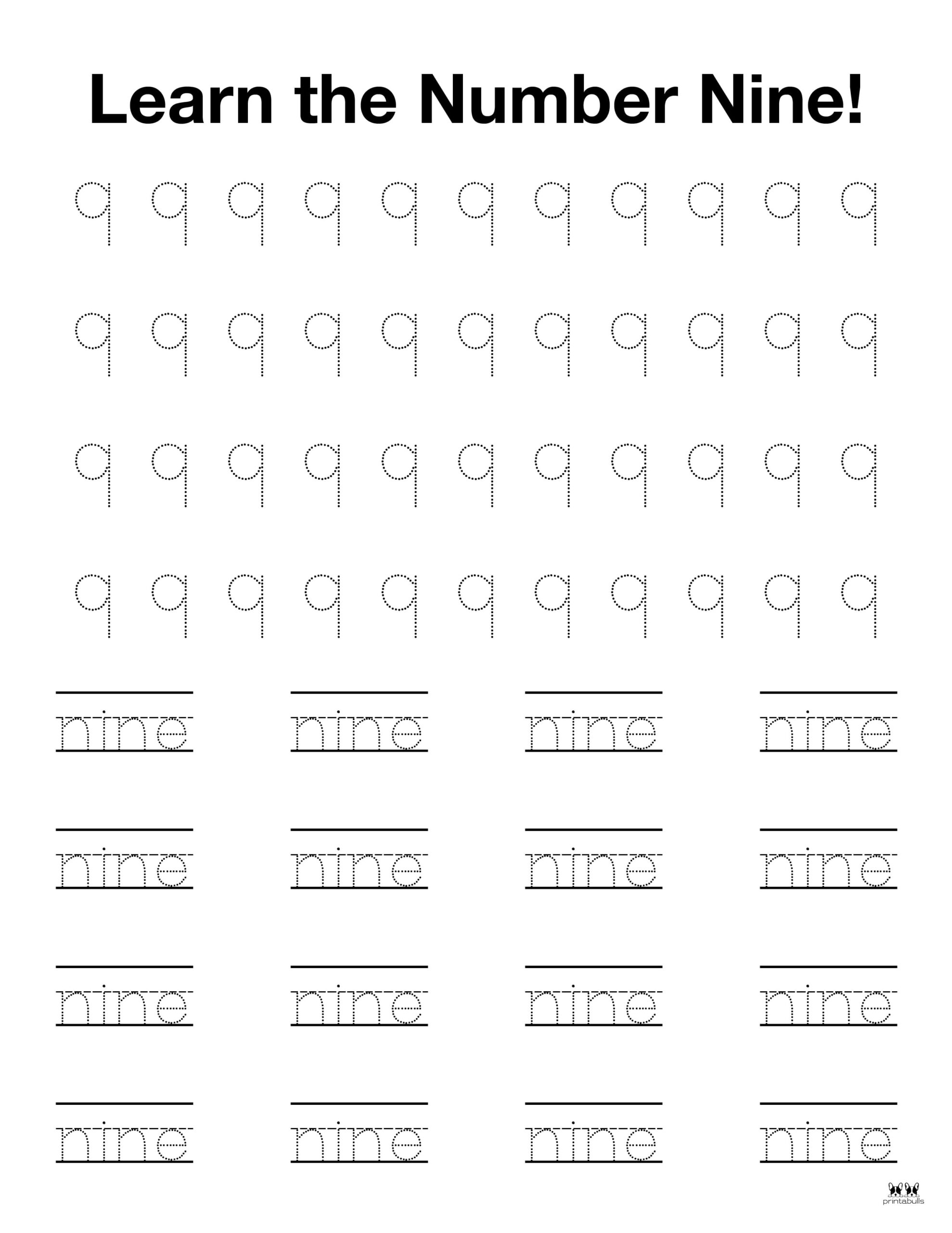 Number 9 Tracing Worksheets - 15 FREE Pages | Printabulls