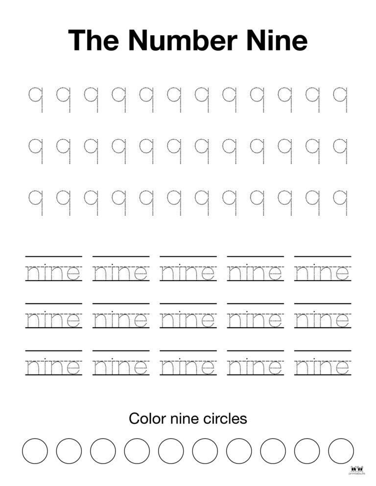 Number 9 Tracing Worksheets - 15 FREE Pages | Printabulls