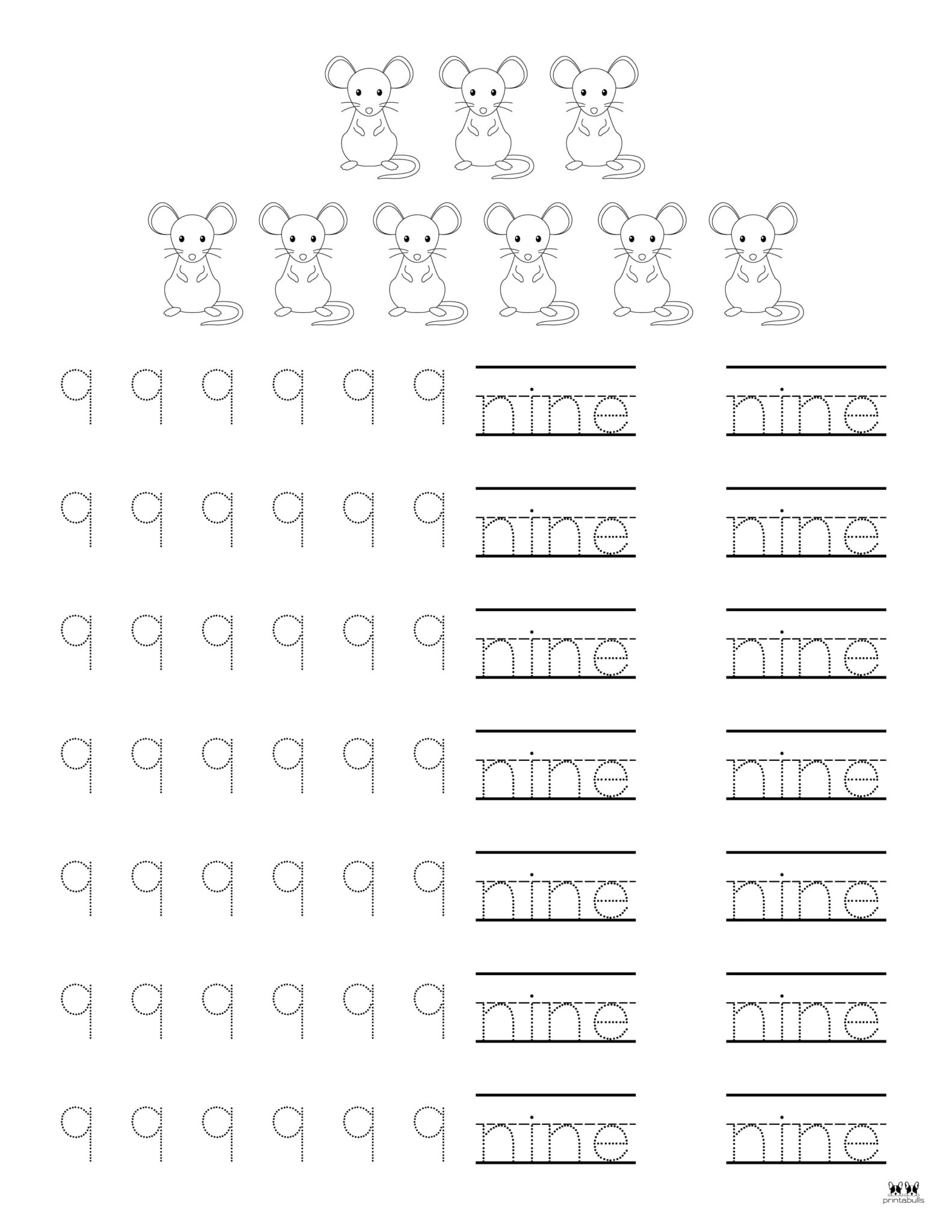 Number 9 Tracing Worksheets - 15 FREE Pages | Printabulls