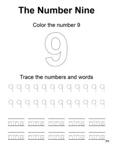 Number 9 Tracing Worksheets - 15 FREE Pages | Printabulls