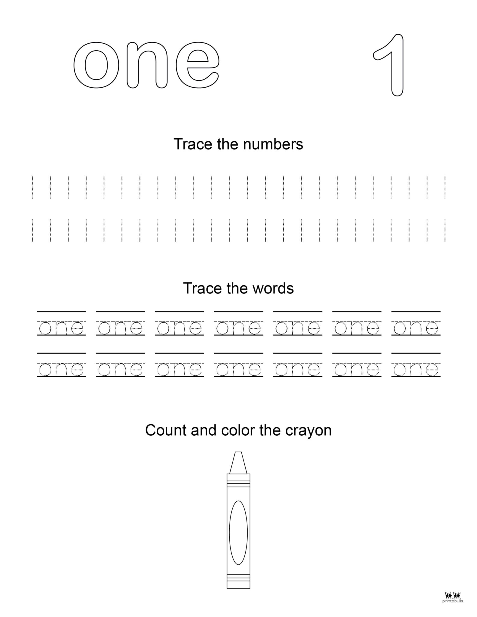 Number 1 Tracing Worksheets - 15 FREE Pages | Printabulls