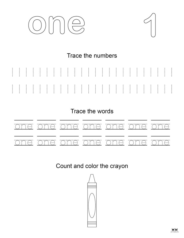 Number 1 Tracing Worksheets - 15 FREE Pages | Printabulls