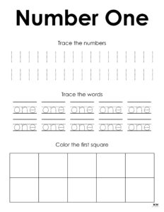 Number 1 Tracing Worksheets - 15 FREE Pages - PrintaBulk