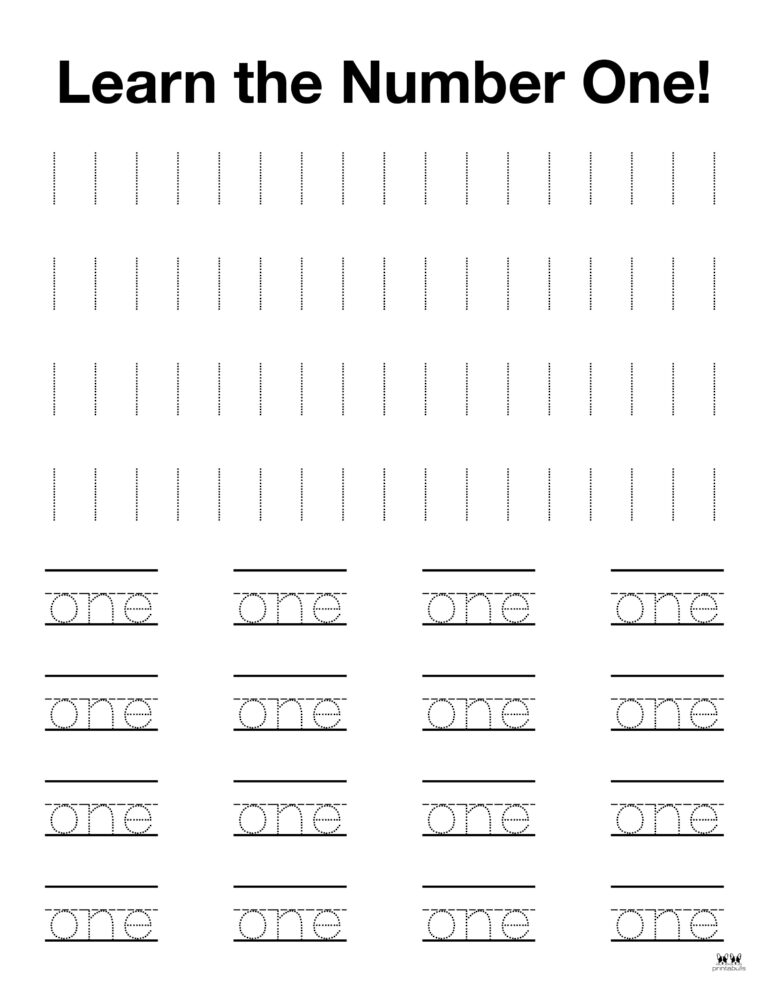 Number 1 Tracing Worksheets - 15 FREE Pages | Printabulls