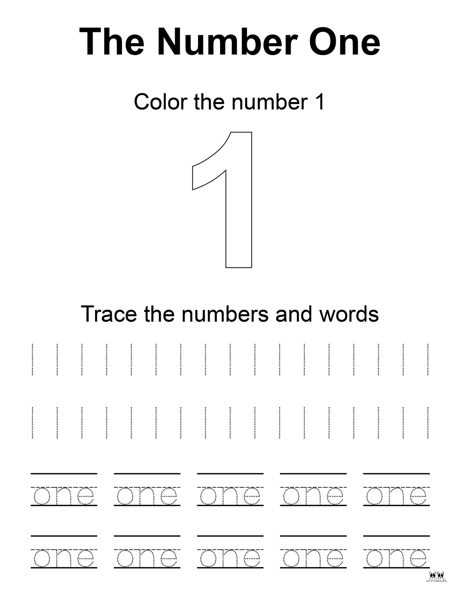 Number 1 Tracing Worksheets - 15 FREE Pages | Printabulls