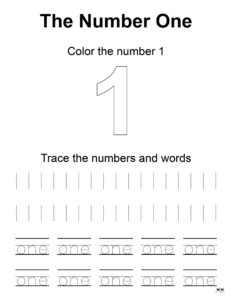 Number 1 Tracing Worksheets - 15 FREE Pages | Printabulls