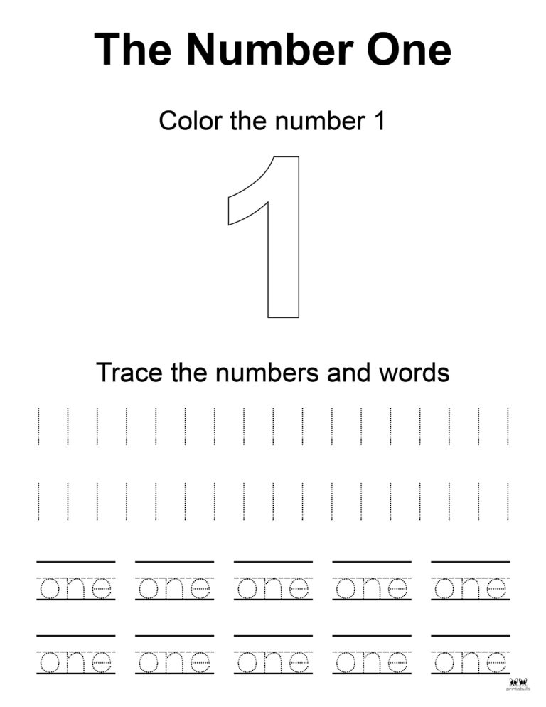 Number 1 Tracing Worksheets - 15 FREE Pages | Printabulls