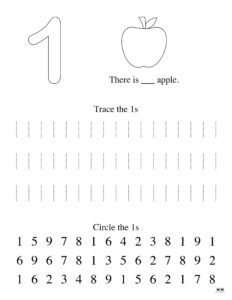 Number 1 Tracing Worksheets - 15 FREE Pages | Printabulls