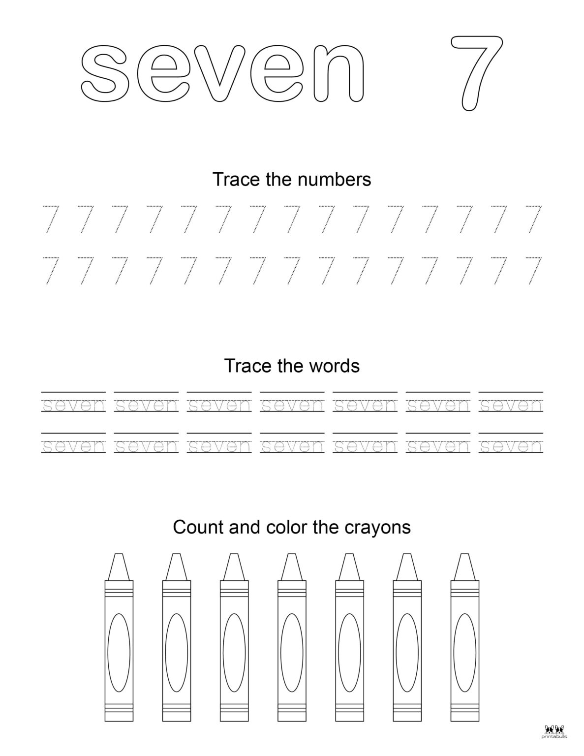 Number 7 Tracing Worksheets - 15 FREE Pages | Printabulls