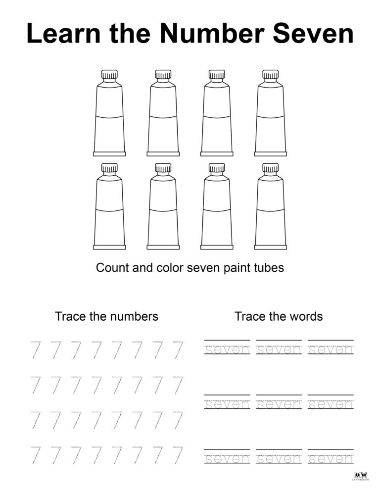 Number 7 Tracing Worksheets - 15 FREE Pages | Printabulls