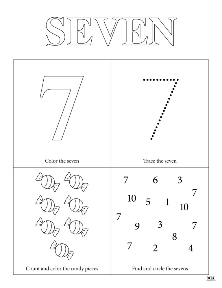 Number 7 Tracing Worksheets - 15 FREE Pages | Printabulls