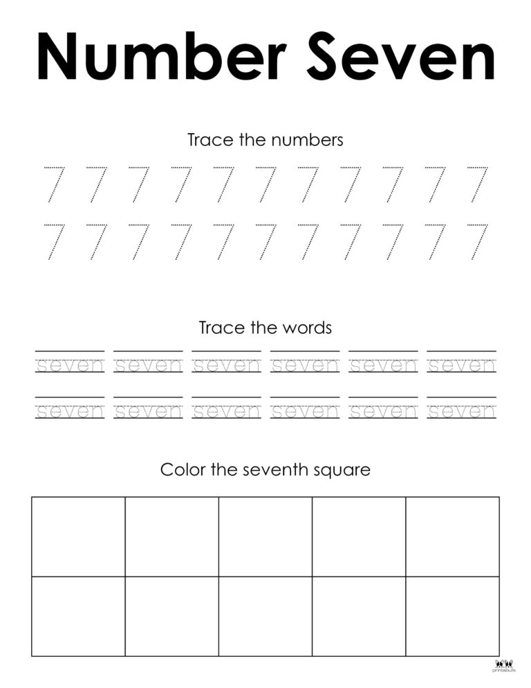 Number 7 Tracing Worksheets - 15 FREE Pages | Printabulls