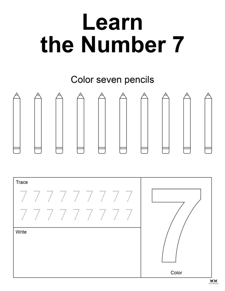 Number 7 Tracing Worksheets - 15 FREE Pages | Printabulls