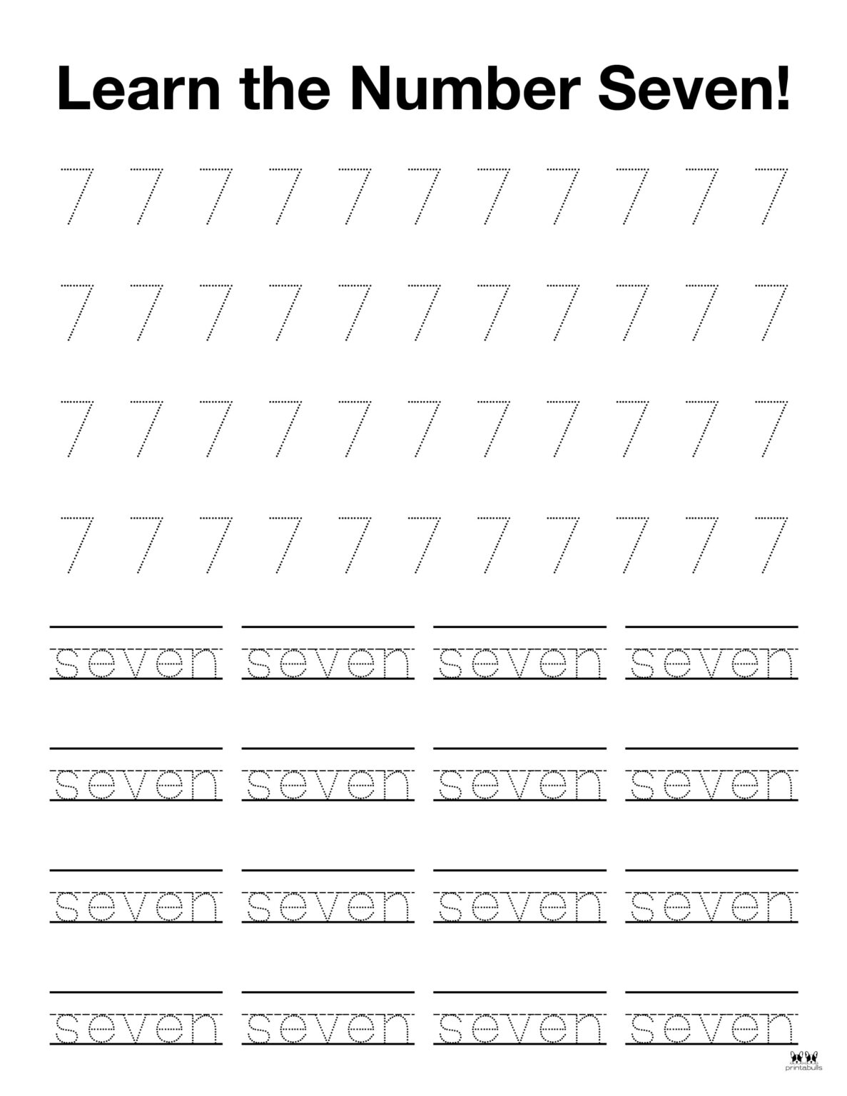 Number 7 Tracing Worksheets - 15 FREE Pages | Printabulls