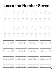 Number 7 Tracing Worksheets - 15 FREE Pages - PrintaBulk