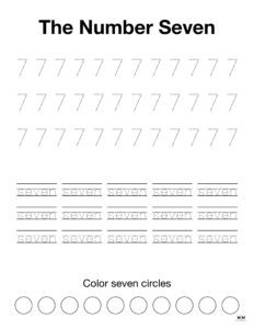 Number 7 Tracing Worksheets - 15 FREE Pages | Printabulls